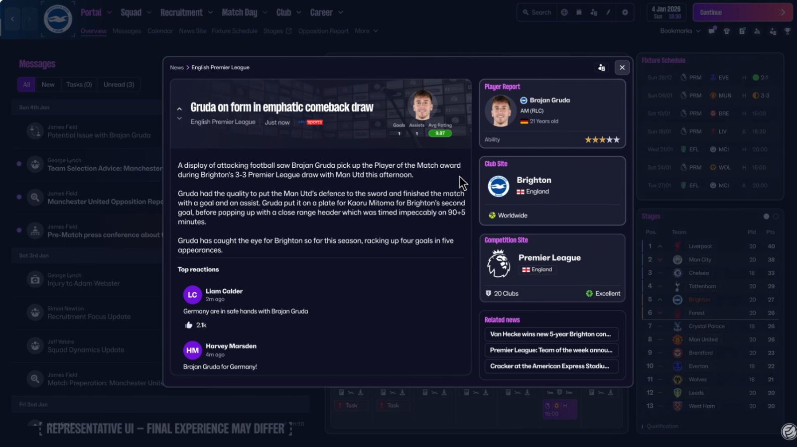 Football Manager 26 - First look at new UI - FMInside Football Manager Community